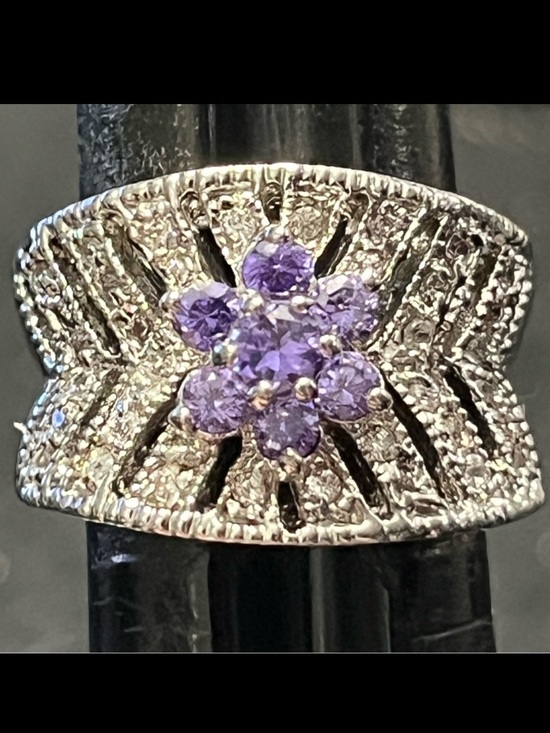 Fashion Jewelry | Jewelry | Lavender Flower Floral Design Pave Set Cz ...